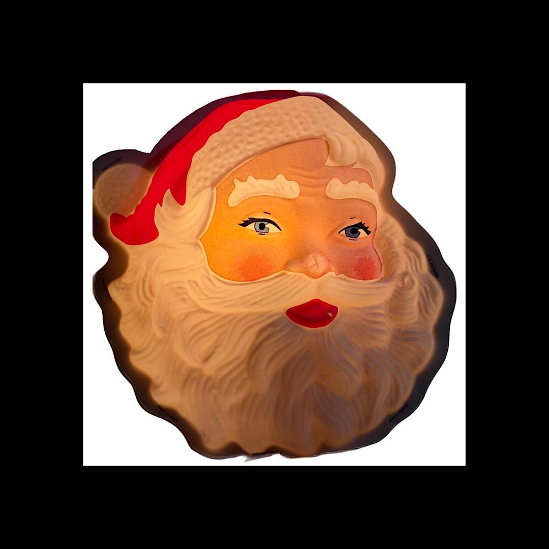 RARE NOMA Vacuform Lighted Santa Face MCM Vintage Illuminated Mr Claus ...