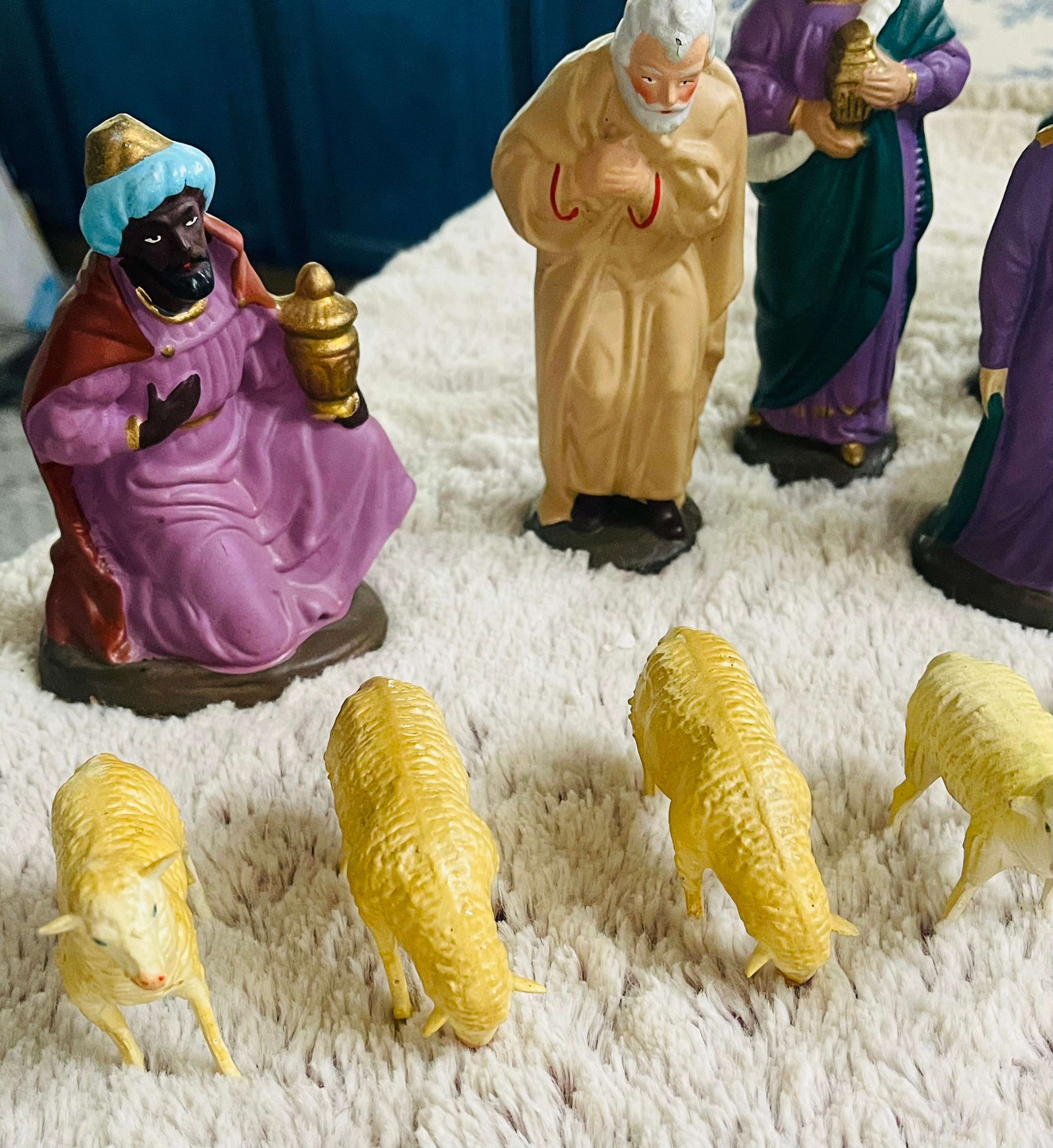 1920s-1930s German Paper Mache/crèche Nativity Set With Wooden Stable ...