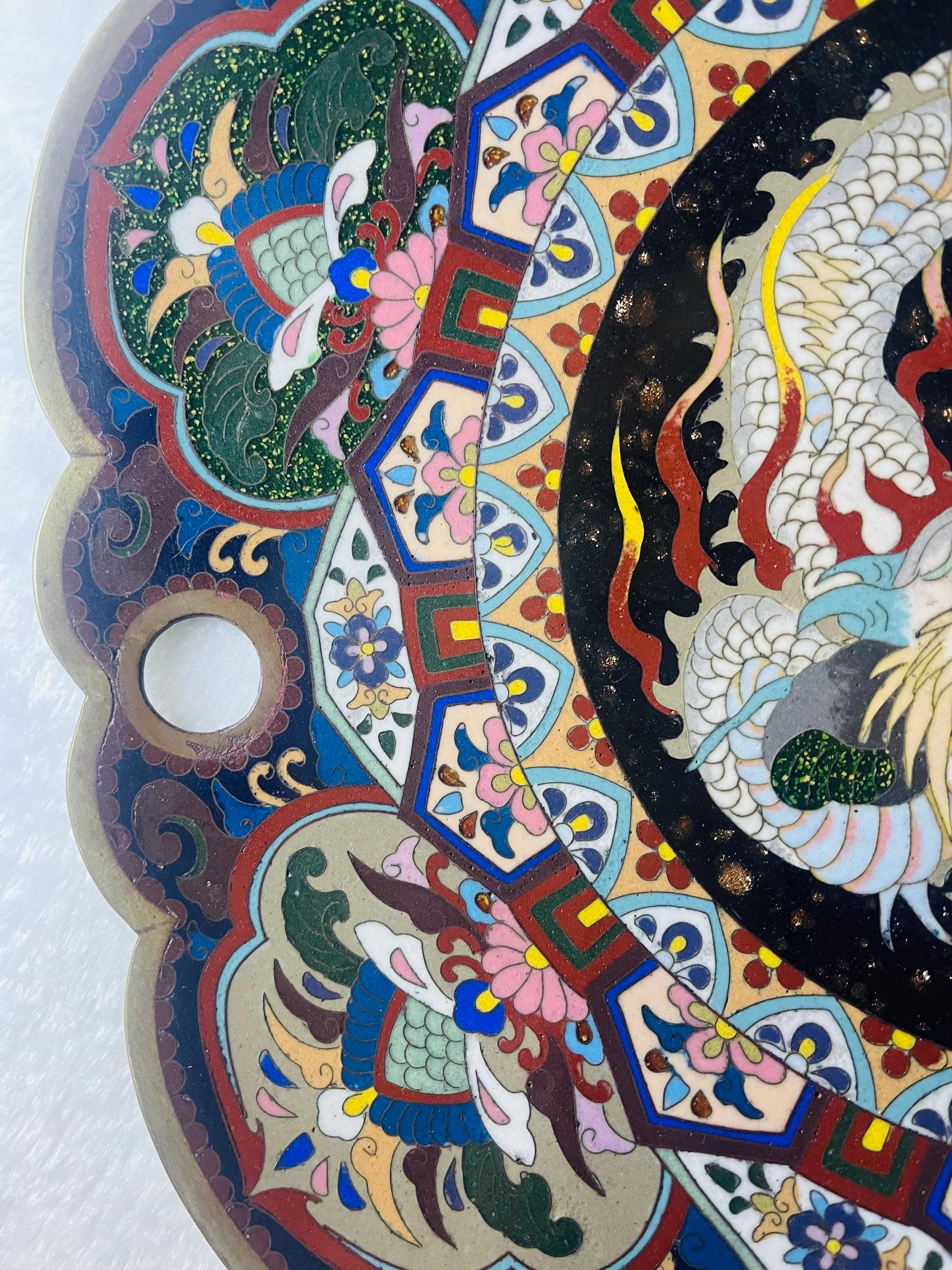 19th Century Meiji Japanese Cloisonne Enamel Dragon Charger Plate ...