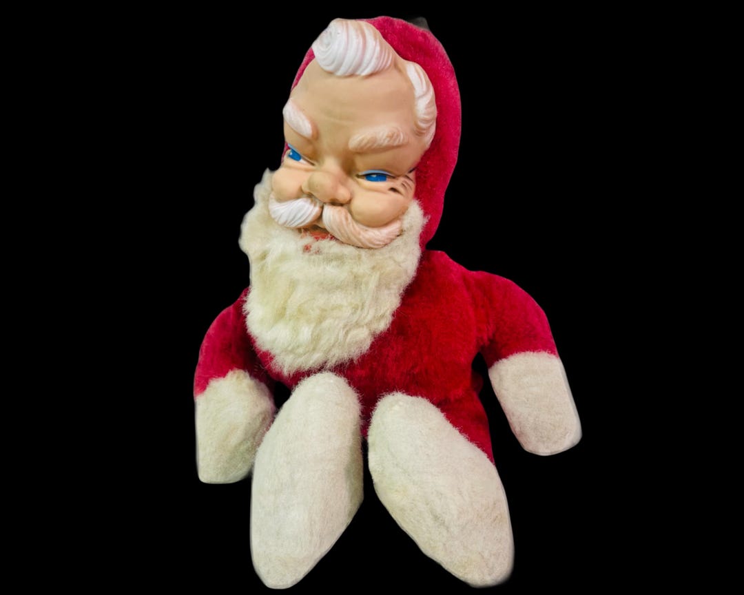 MUSICAL My Toy Plush Santa Claus Vintage Rubber Faced Stuffed Santa Toy ...