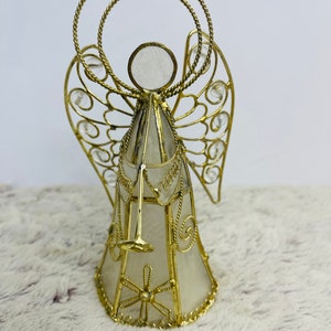 Vintage Capiz Shell Angel With Lyre, Horn & Violin Ornament Candle Tree ...