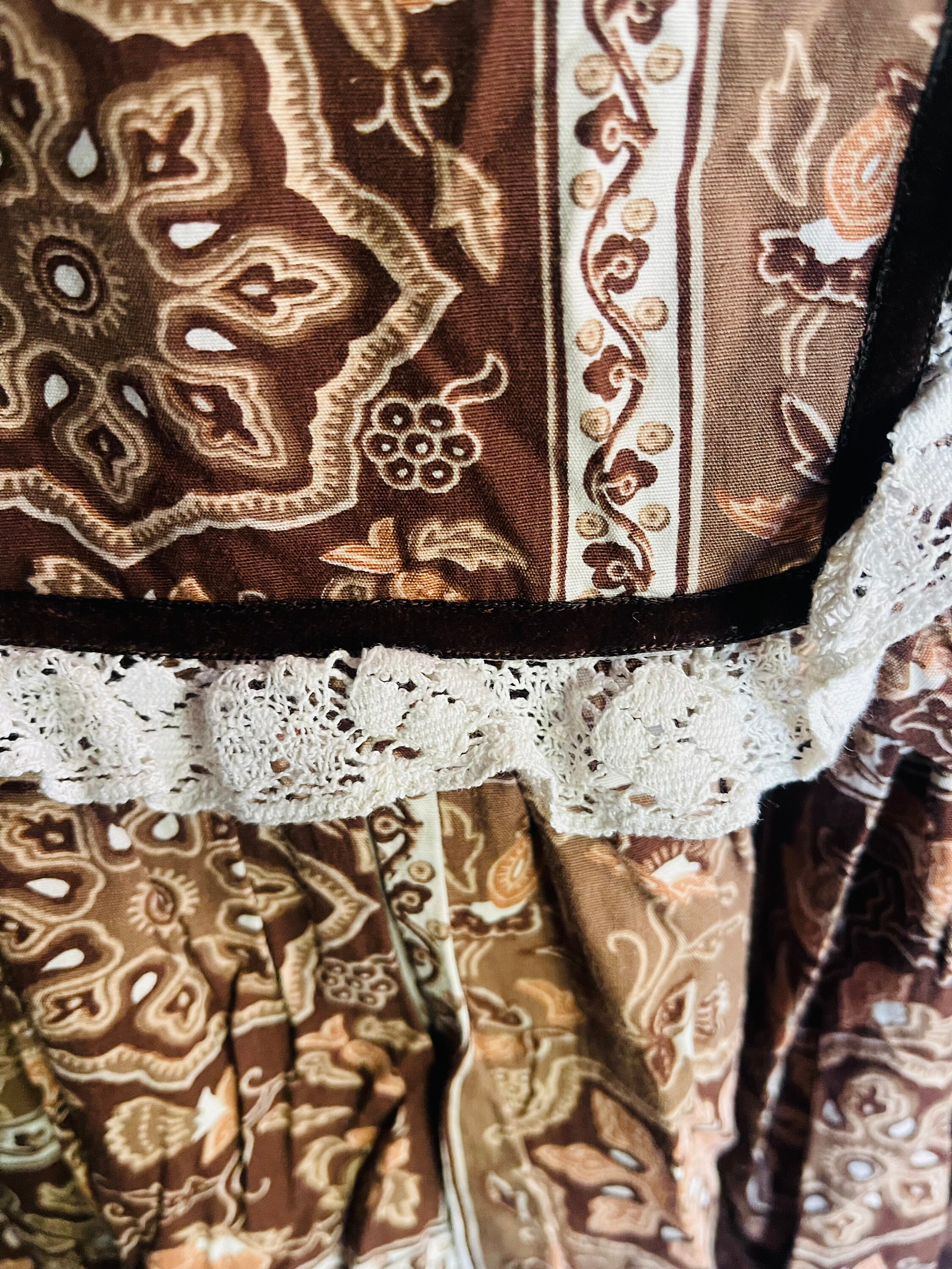 1970s Paisley & Lace Prairie Dress - Etsy