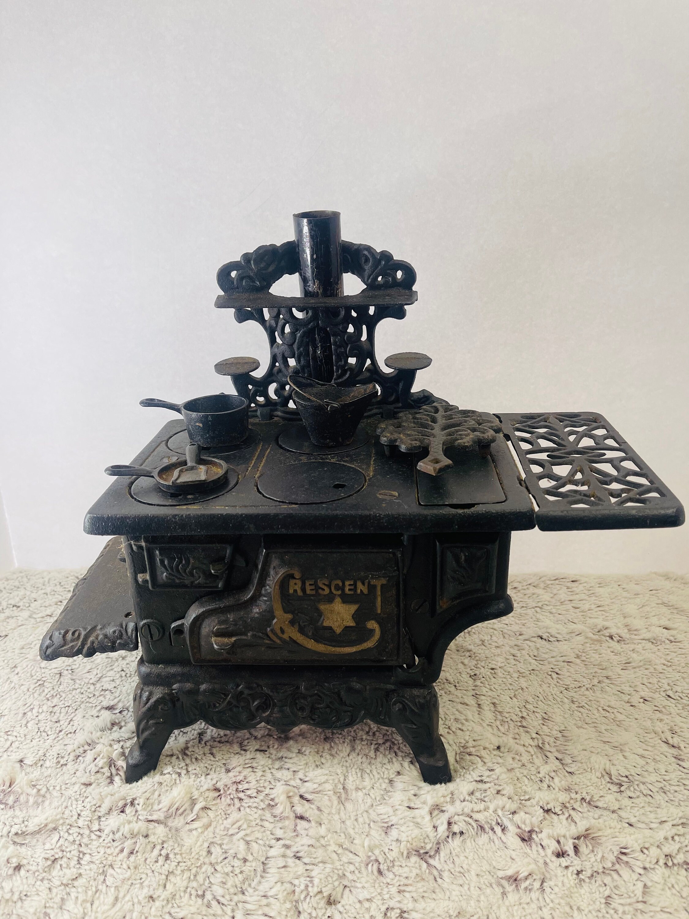 Cast Iron Wood Stove Oven Replica Childrens Toy Vintage Kitchen ...