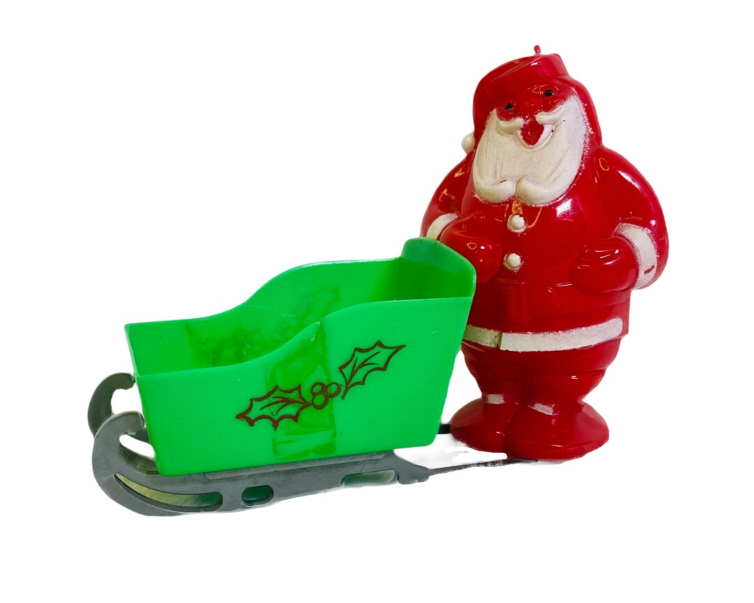 Celluloid Santa With Sleigh Candy Holder Vintage Rosbro Santa Sleigh ...