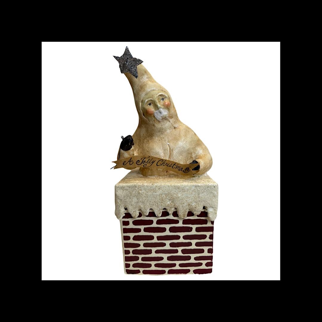Nicol Sayre Santa Chimney Candy Container, Primitive Folk Art Saint ...
