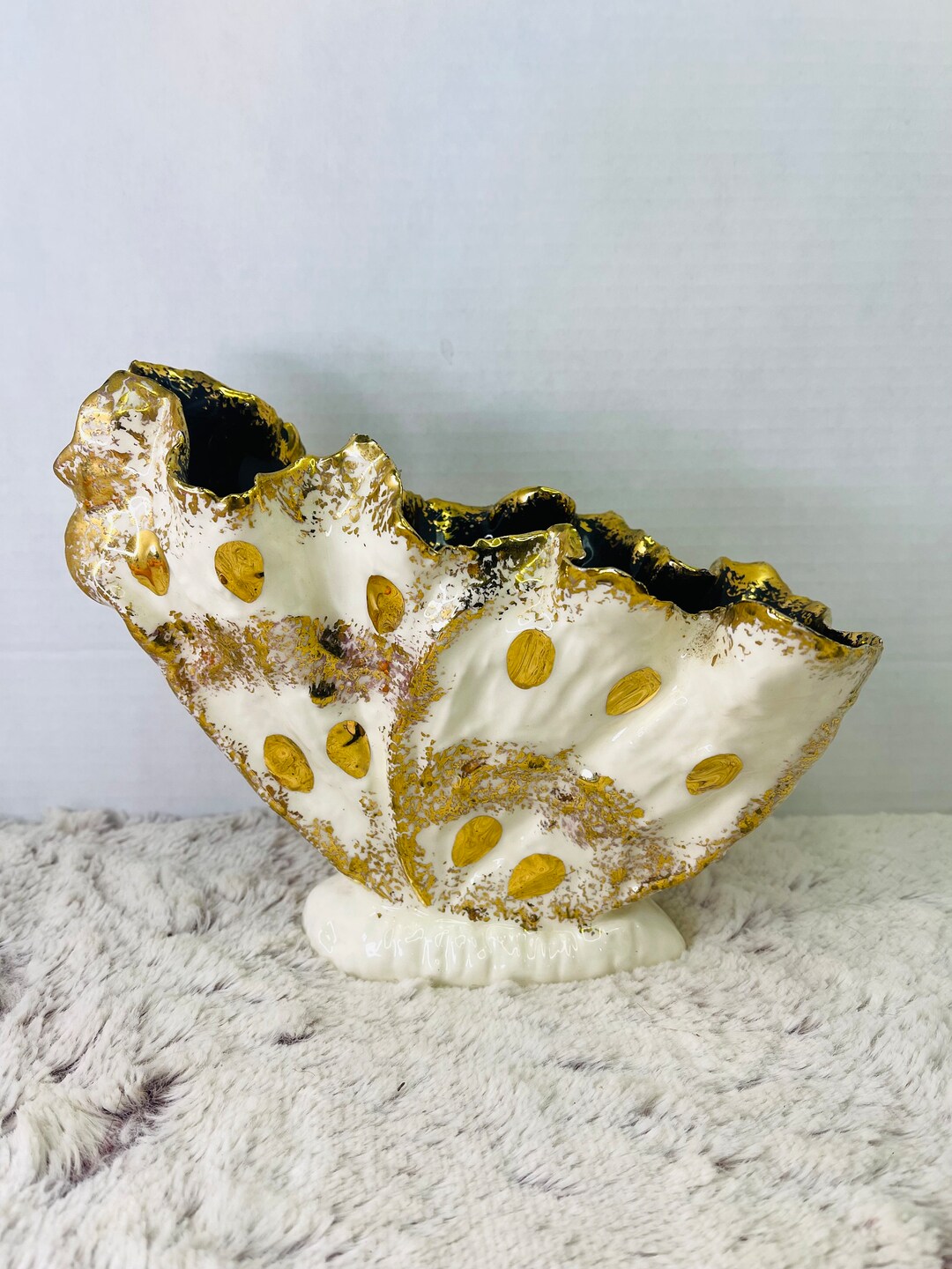 MCM Gold Clamshell Vase Planter Hollywood Regency Style Hedi Schoop ...