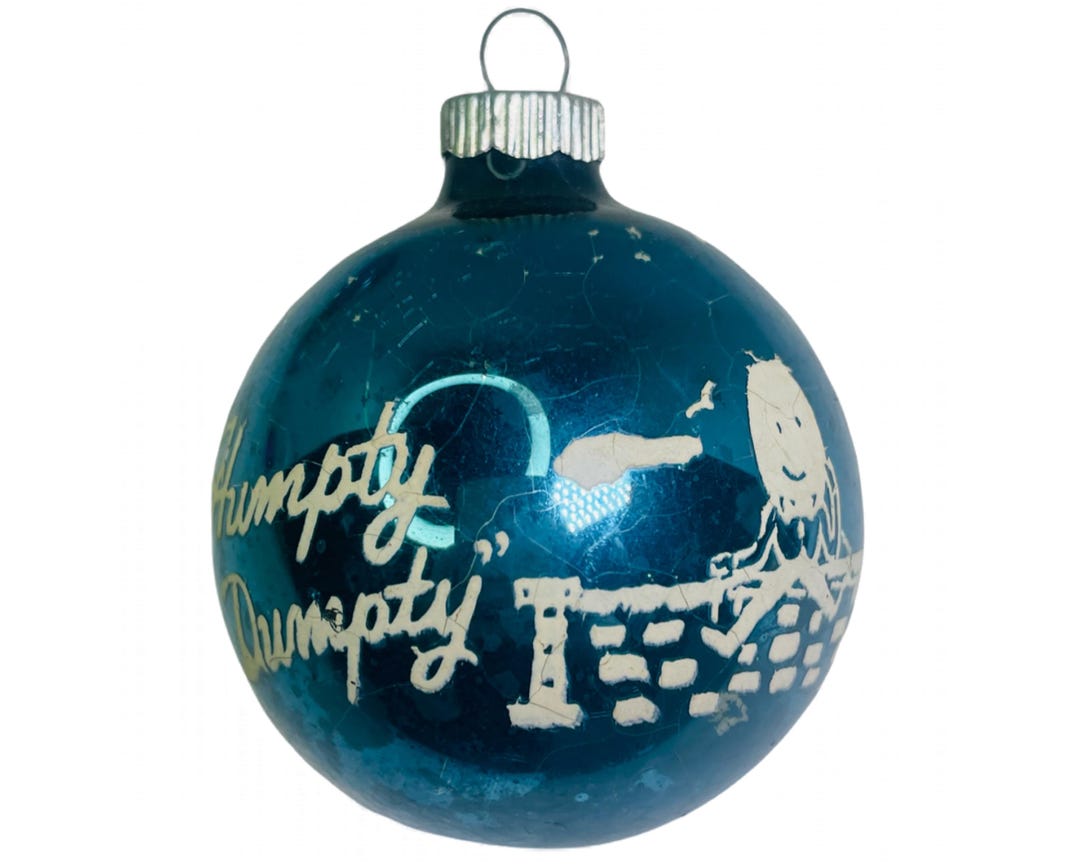 Blue Humpty Dumpty Shiny Brite Nursery Ryhme Ornament Vintage Stenciled ...
