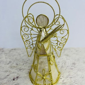 Vintage Capiz Shell Angel With Lyre, Horn & Violin Ornament Candle Tree ...