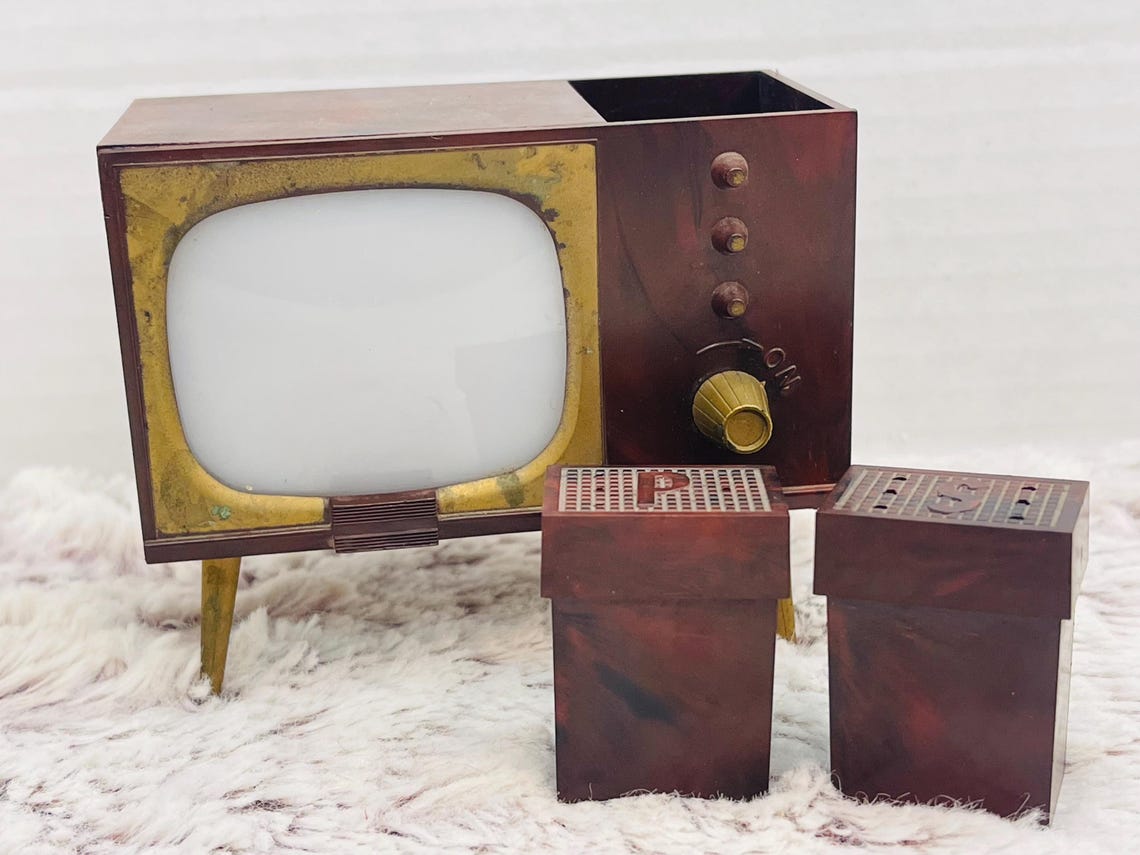 TV Salt and Pepper Set/tiny T-V Photo Salt & Pepper Television Picture ...