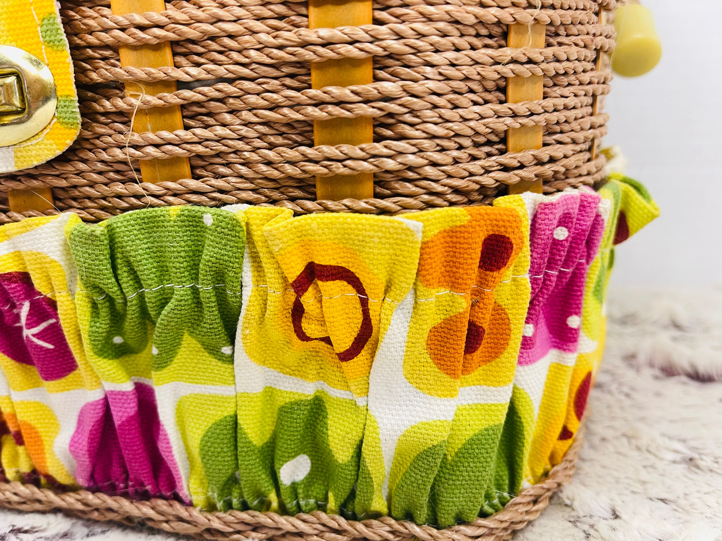 Vintage Sewing Box With Tray Colorful Atomic Abstract Groovy Design - Etsy