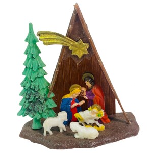 Vintage Plastic Nativity Christmas Ornament Mary Joseph Baby Jesus ...