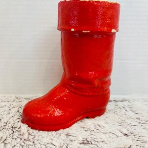 Vintage Christmas Paper Mache Santa Boot, Large German Nut Candy ...