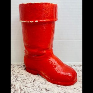 Vintage Christmas Paper Mache Santa Boot, Large German Nut Candy ...
