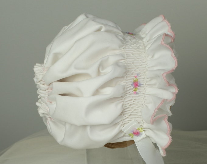 Baby Bonnet. Smocked Bonnet. Blue Smocked Bonnet. Easter Bonnet ...