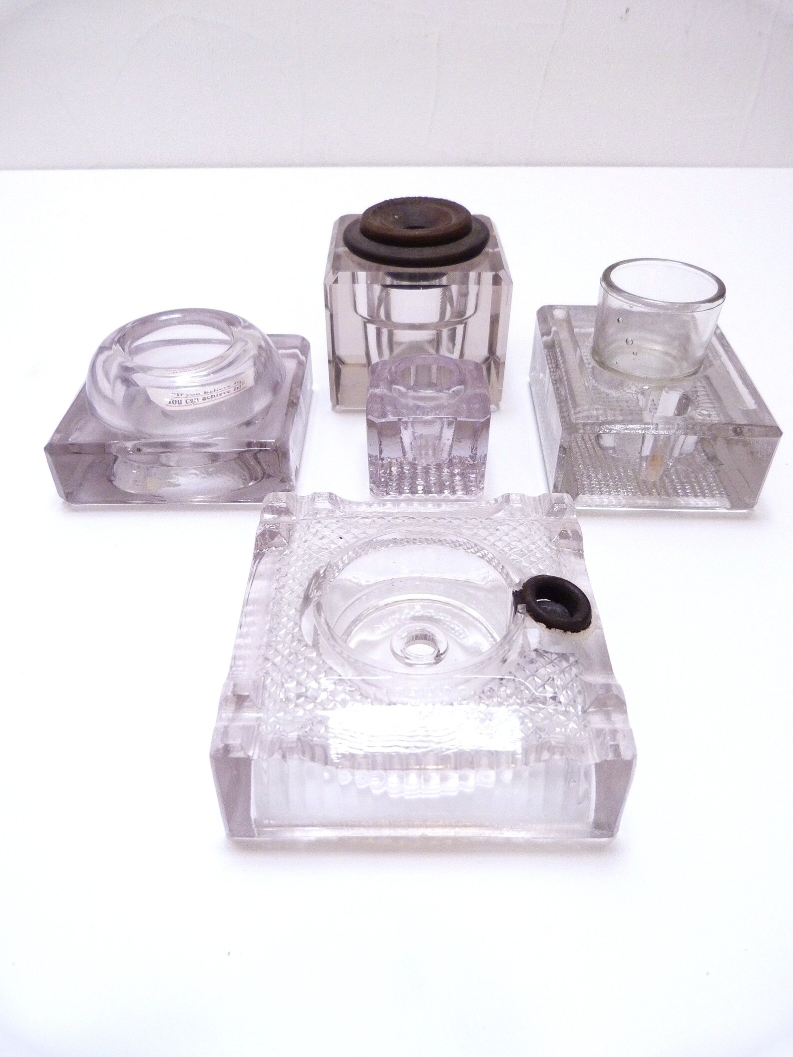 Set of 6 Antique Glass Ink Wells - Etsy