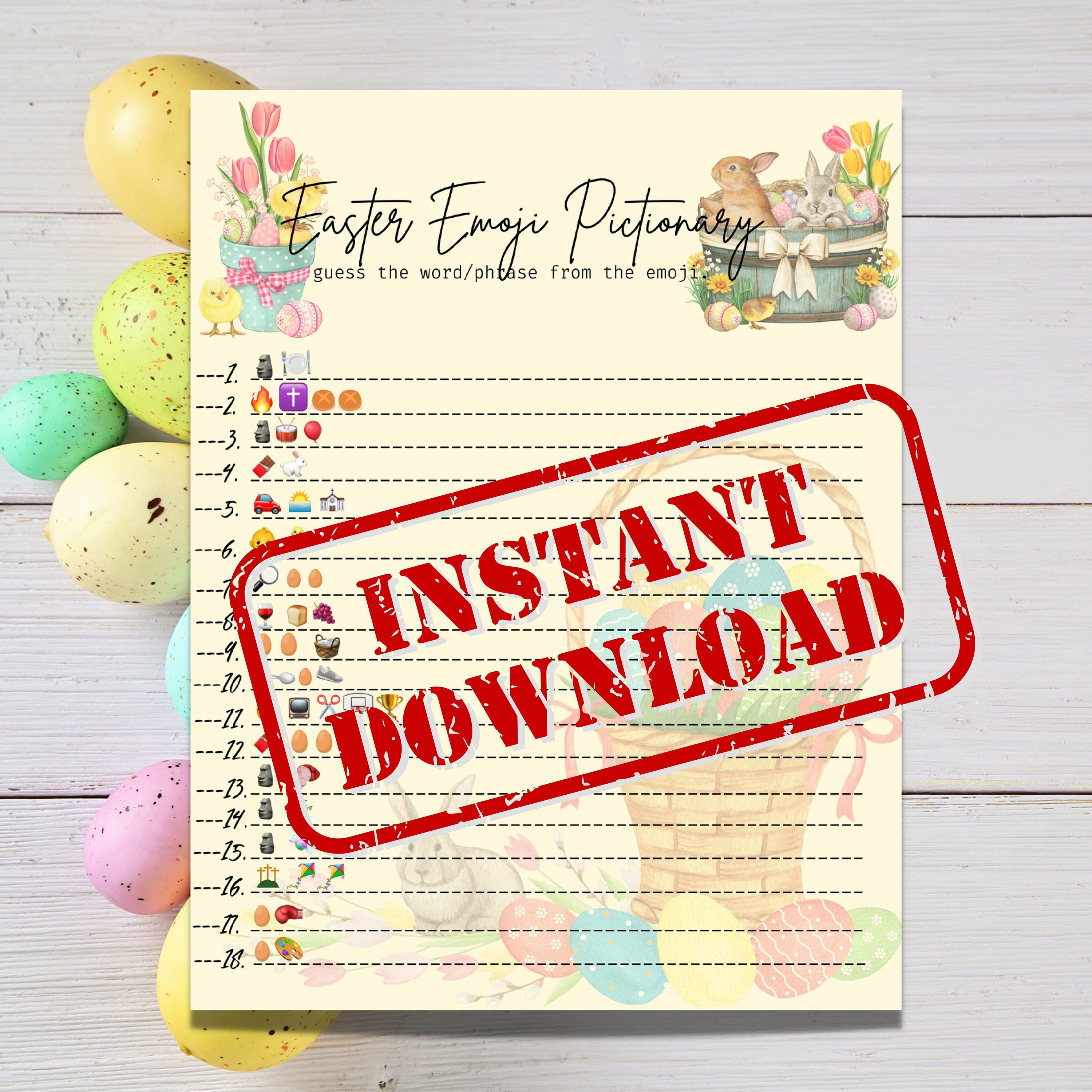 Easter Emoji Pictionary ,easter Party Game, Easter Games,easter Fun ...
