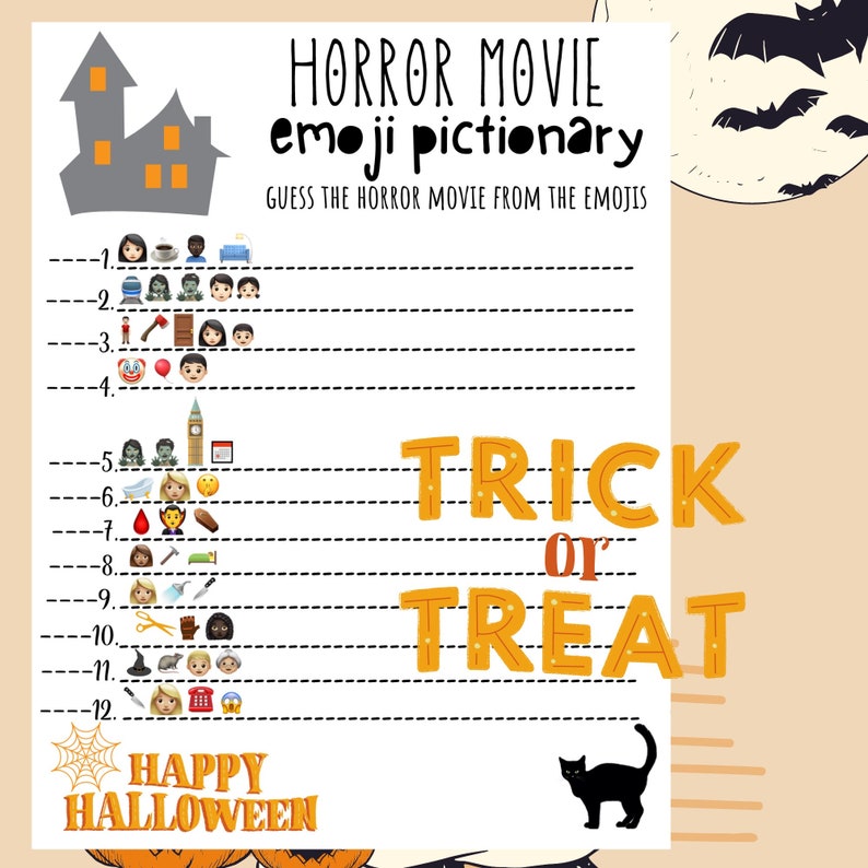 Horror Movie Emoji Pictionary Halloween Party Game Halloween - Etsy Canada