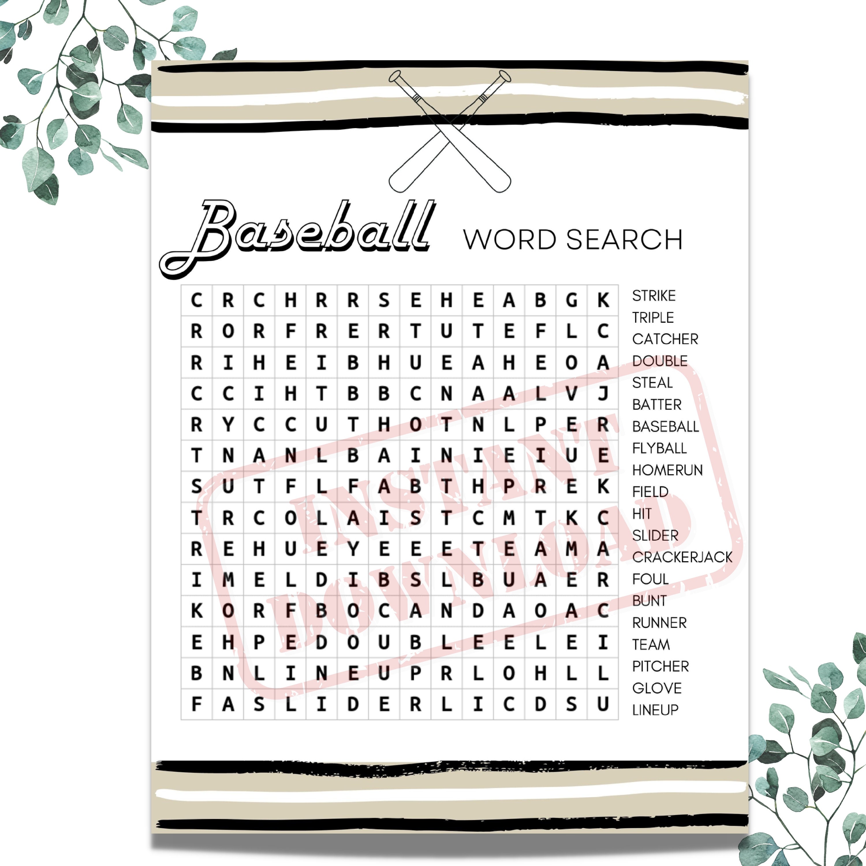Baseball Word Search Puzzle Game, Printable Baseball Game, Classroom ...