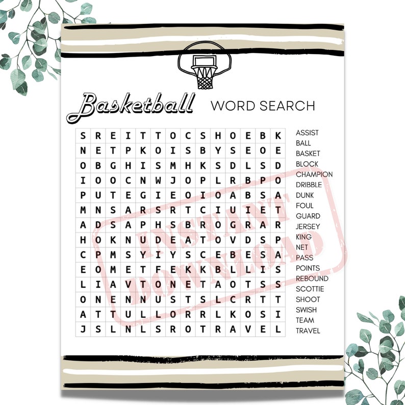 Basketball Word Search Puzzle Game, Basketball Word Search, Printable ...