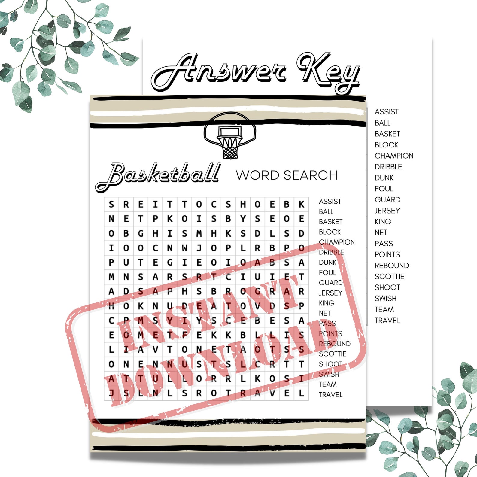 Basketball Word Search Puzzle Game, Basketball Word Search, Printable ...
