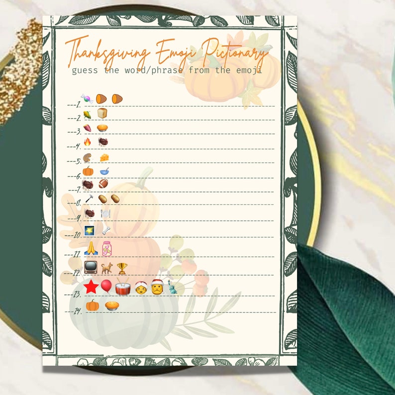 Thanksgiving Emoji Pictionary Printable Thanksgiving Emoji - Etsy