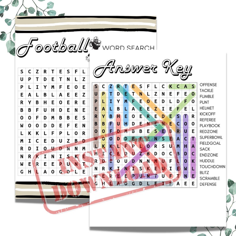 Football Word Search Puzzle Gamefootball Puzzle Football - Etsy