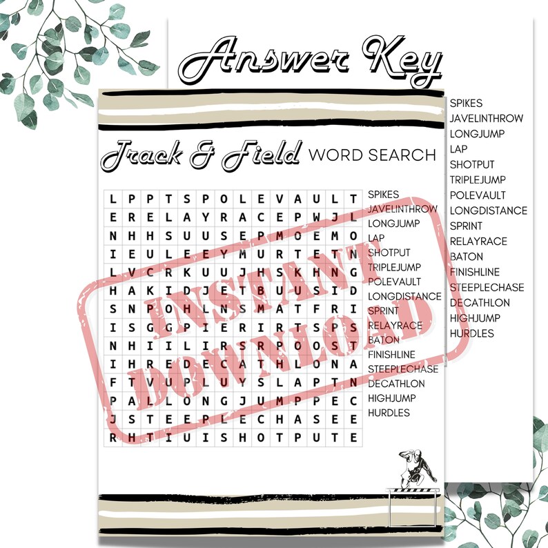 Track and Field Word Search Puzzle Game, - Etsy