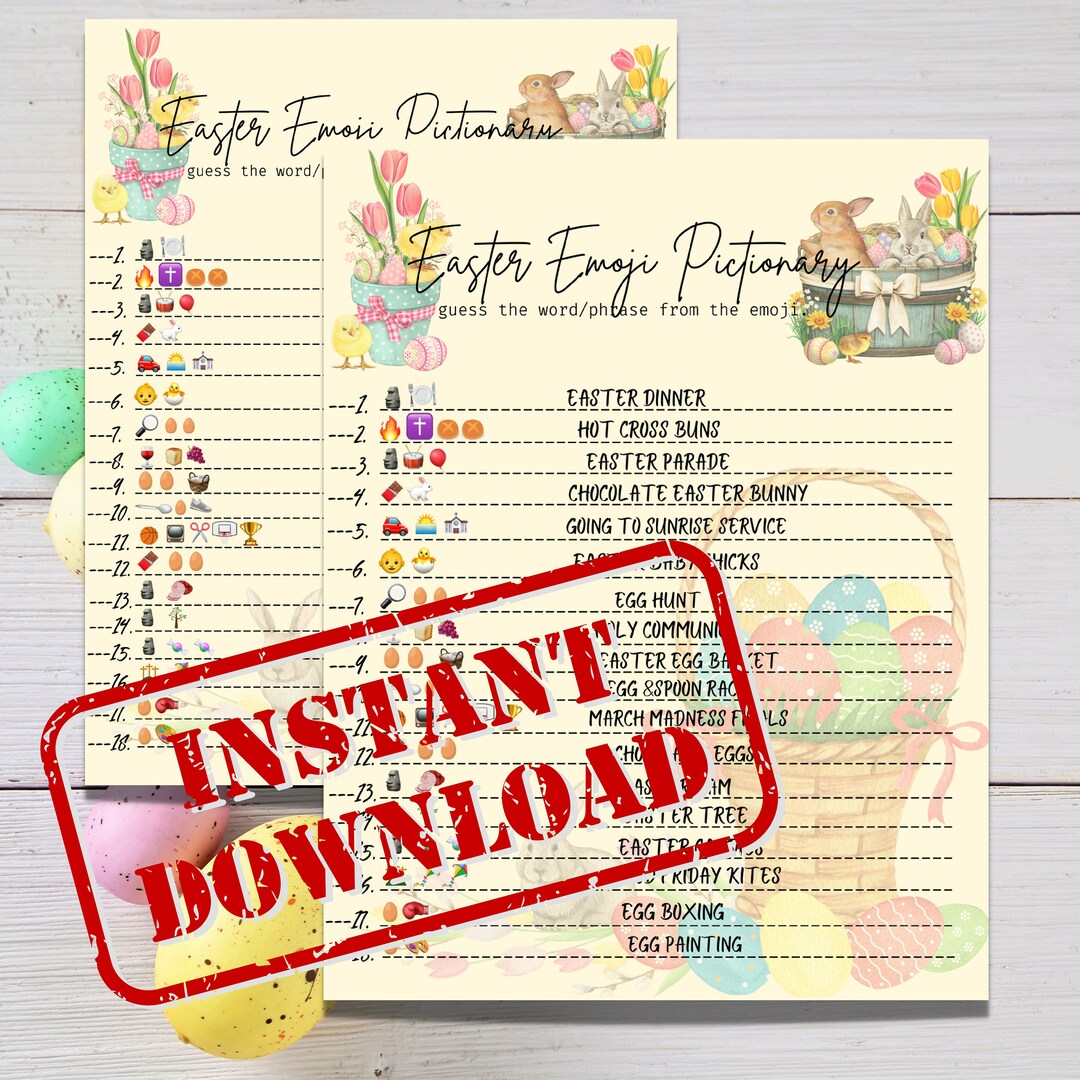 Easter Emoji Pictionary ,easter Party Game, Easter Games,easter Fun ...