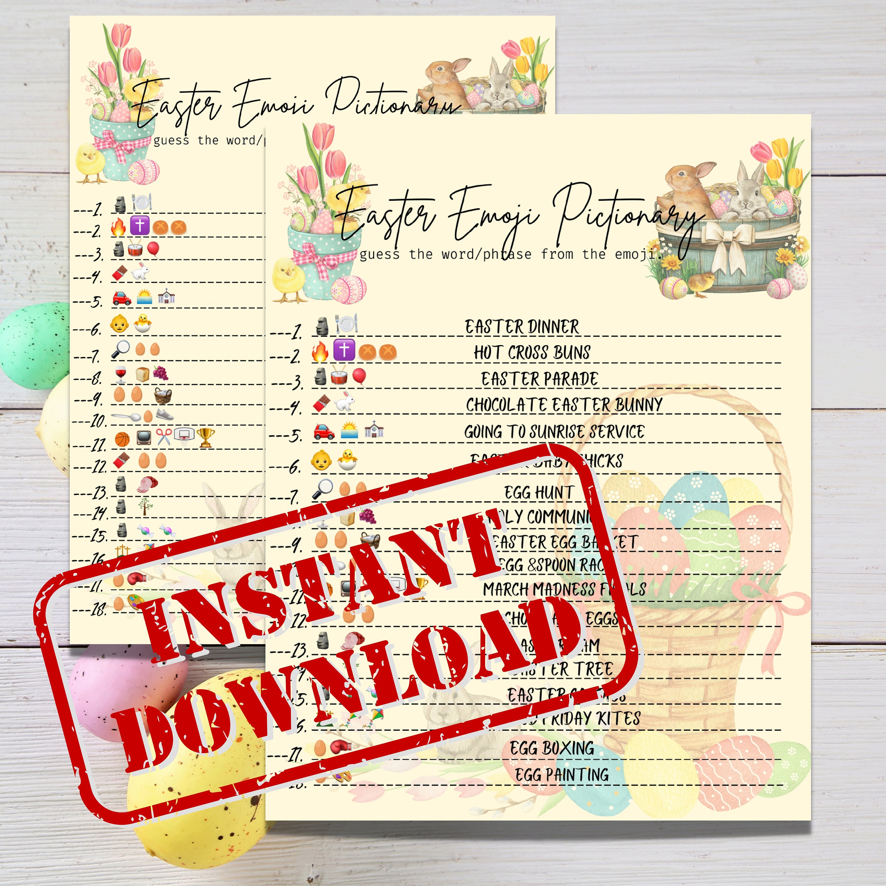 Easter Emoji Pictionary ,easter Party Game, Easter Games,easter Fun ...