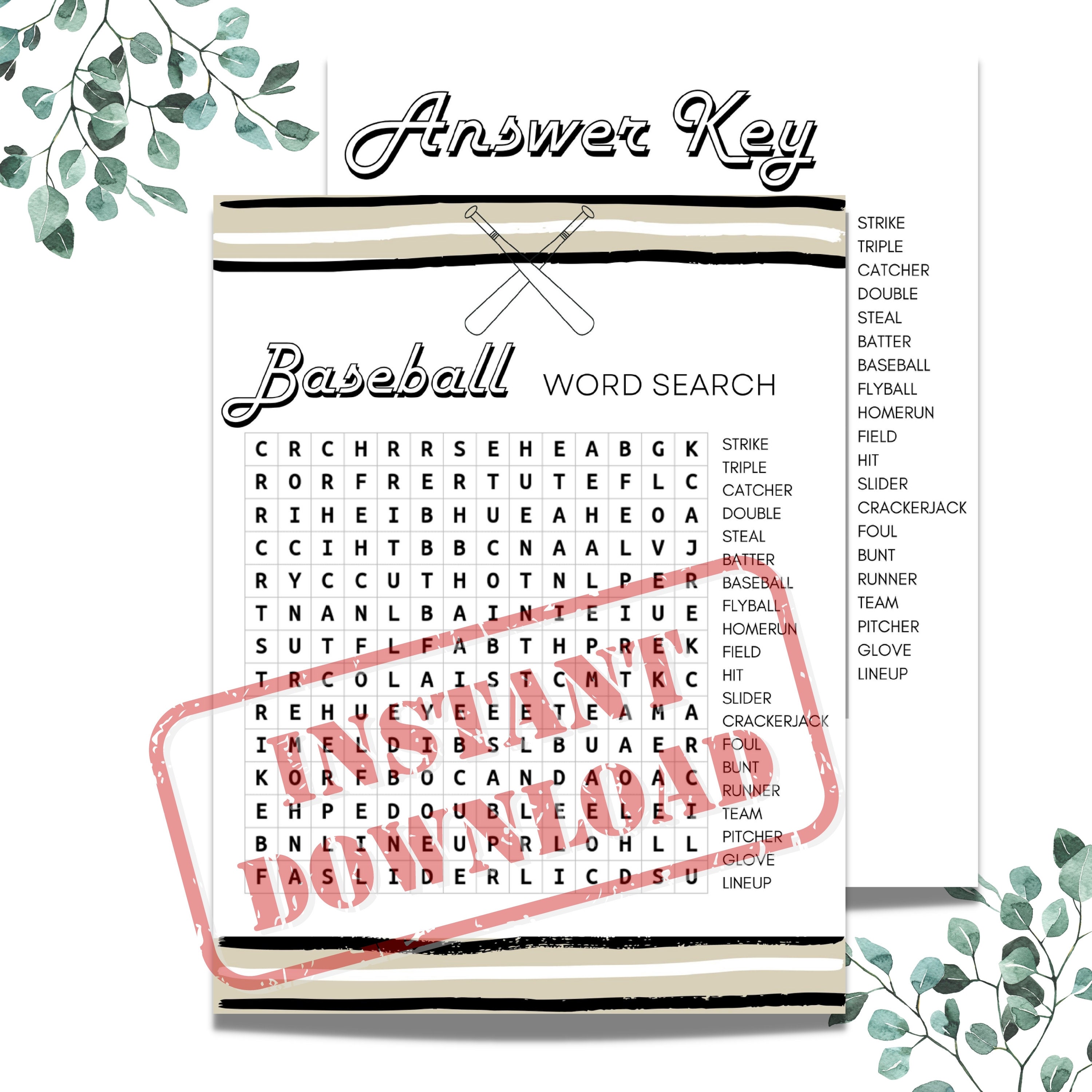 Baseball Word Search Puzzle Game, Printable Baseball Game, Classroom ...