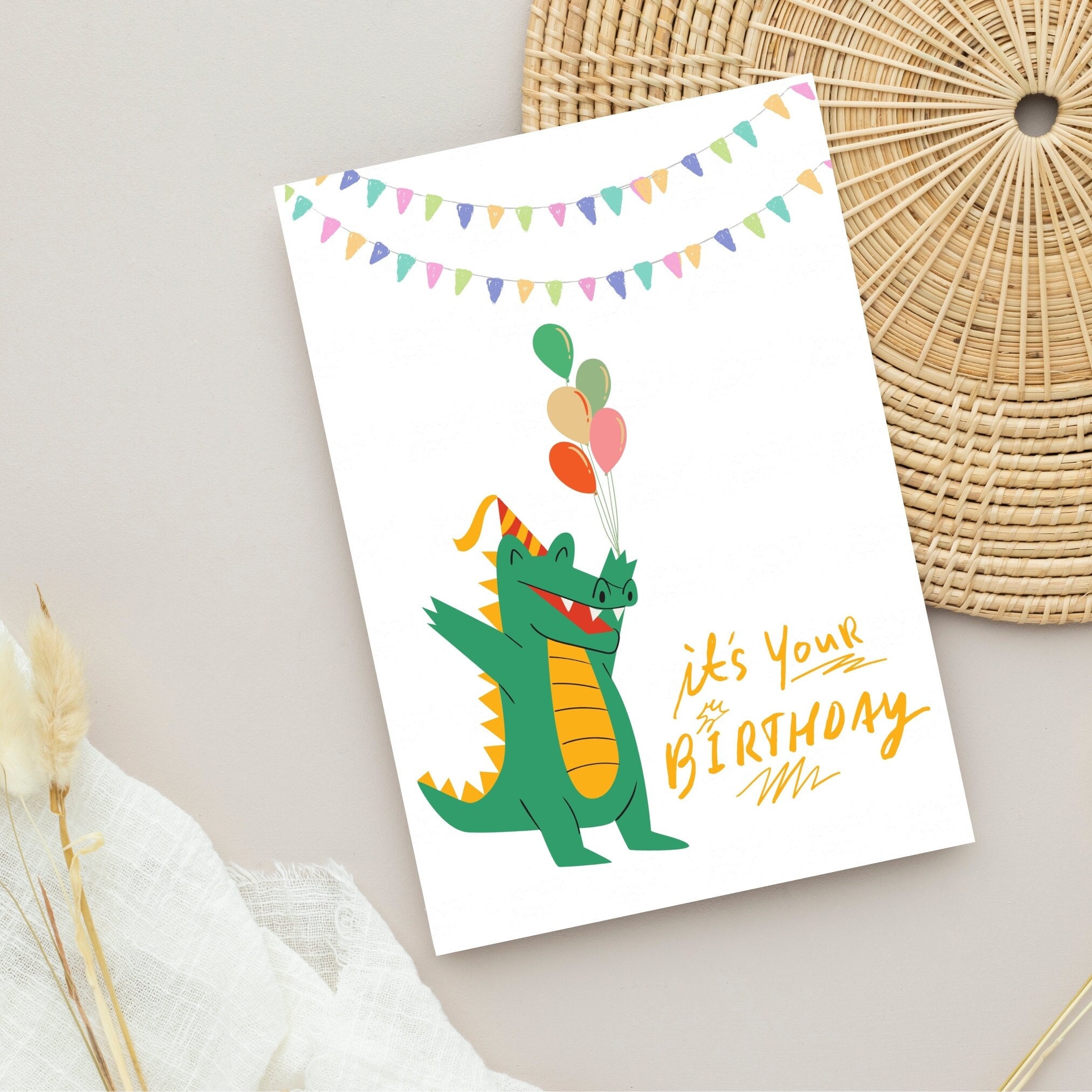 Cute Alligator Its Birthday Day Card, Alligator Birthday Card, Cute ...