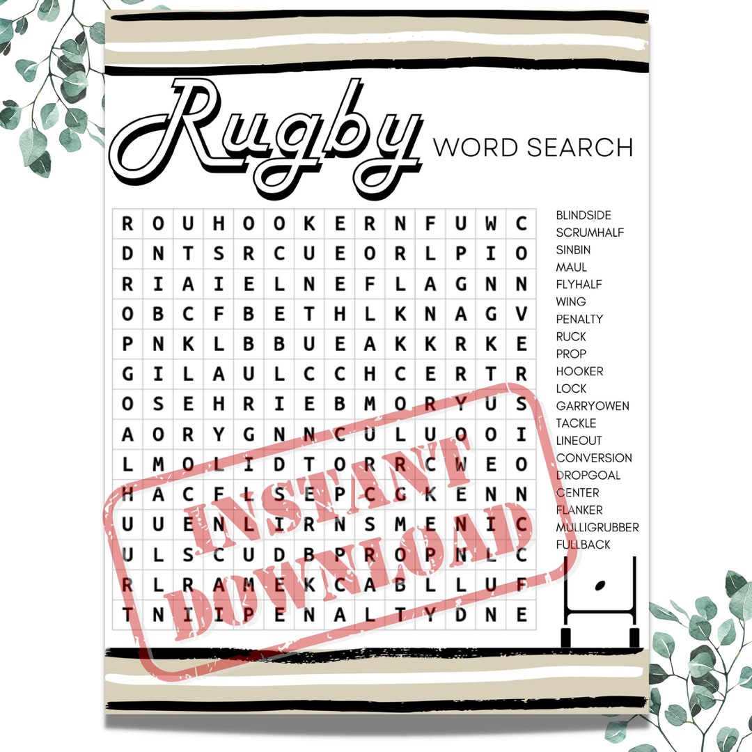 Rugby Word Search Puzzle Game,rugby Word Search, Printable Rugby Game ...