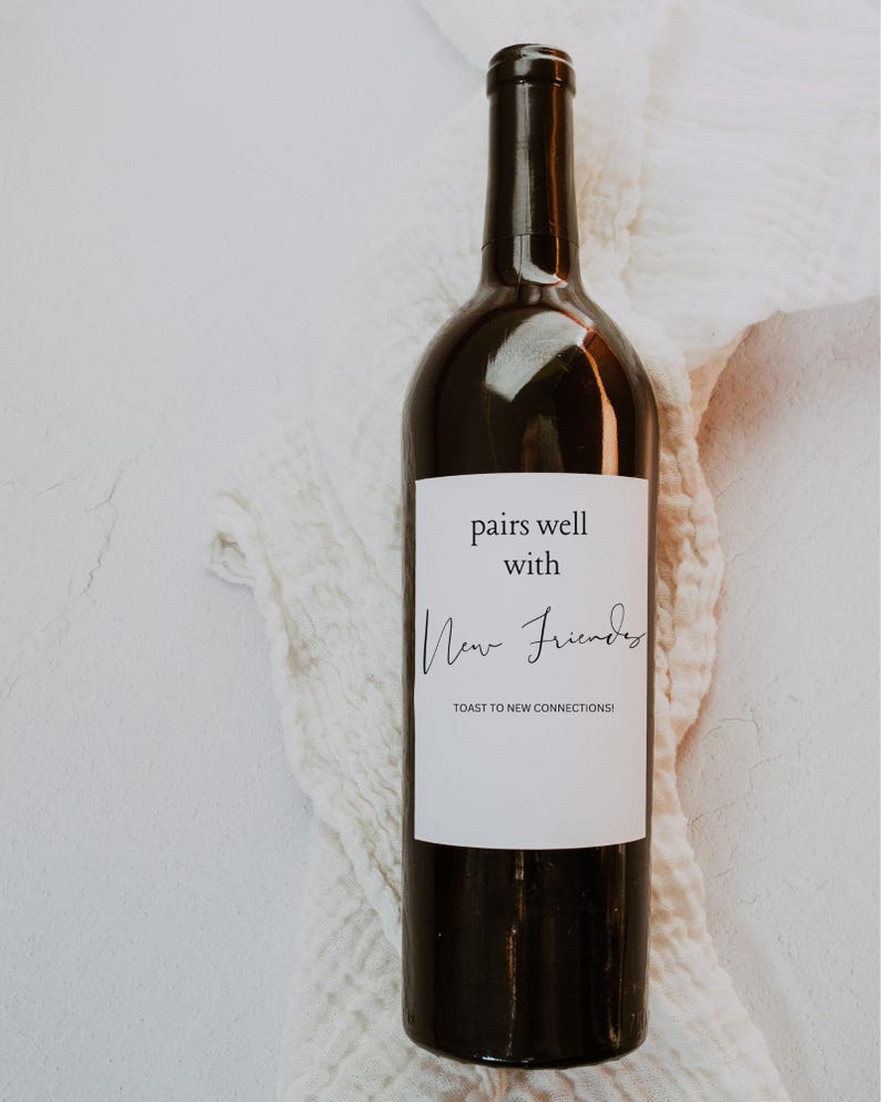 Pairs Well With New Friends Wine Bottle Labels, Wine Labels, Wine Label ...