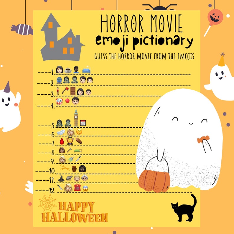 Horror Movie Emoji Pictionary Halloween Party Game Halloween - Etsy Canada