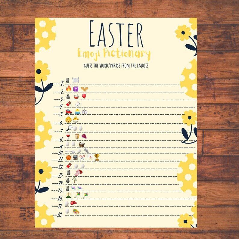 Easter Emoji Pictionary Easter Party Game Emoji Pictionary - Etsy