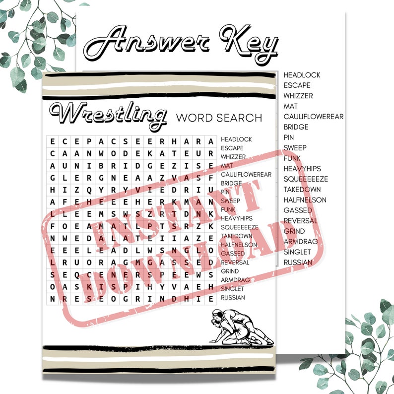 Wrestling Word Search Puzzle Game - Etsy
