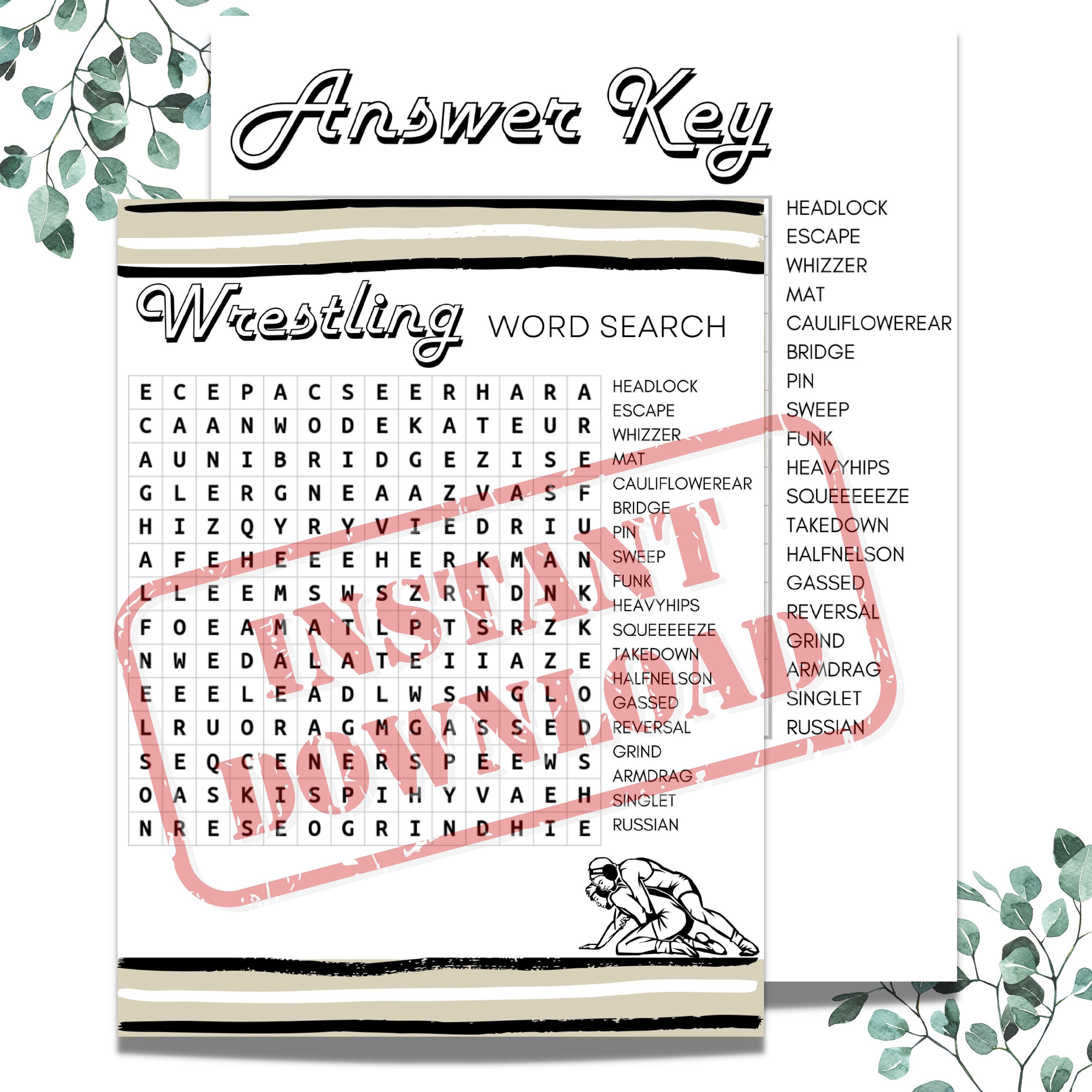 Wrestling Word Search Puzzle Game, - Etsy Canada