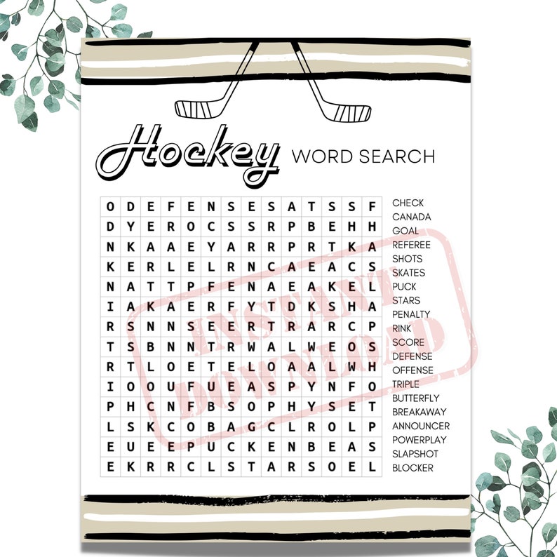 Hockey Word Search Puzzle Game,ice Hockey Challenge Word Search, Hockey ...