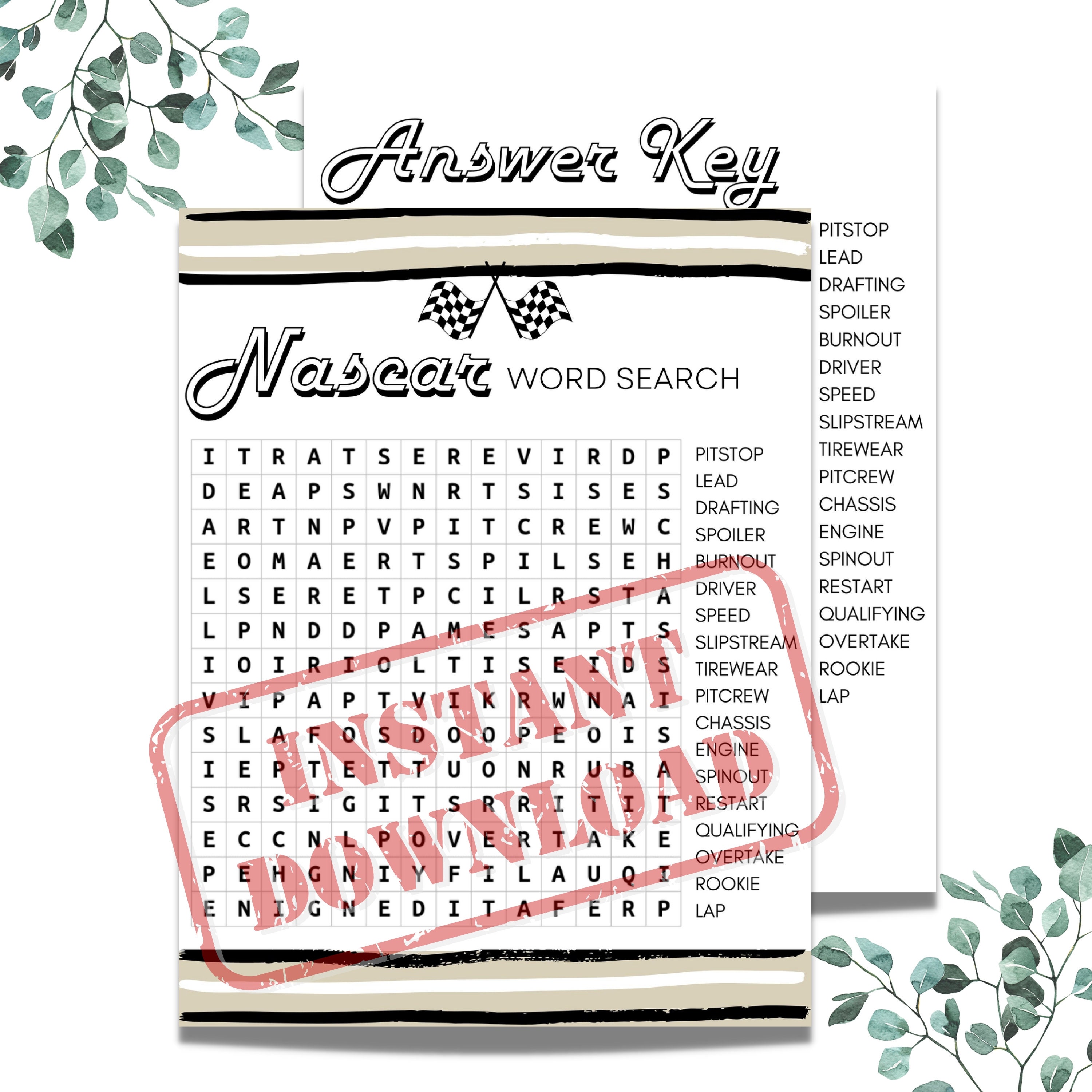 Nascar Word Search Puzzle Game, Nascar Word Search, Printable NASCAR ...