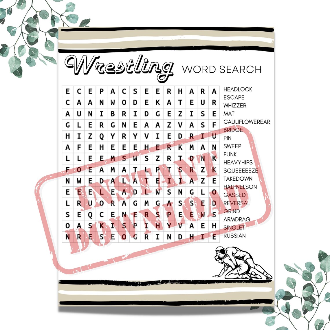 Wrestling Word Search Puzzle Game, - Etsy