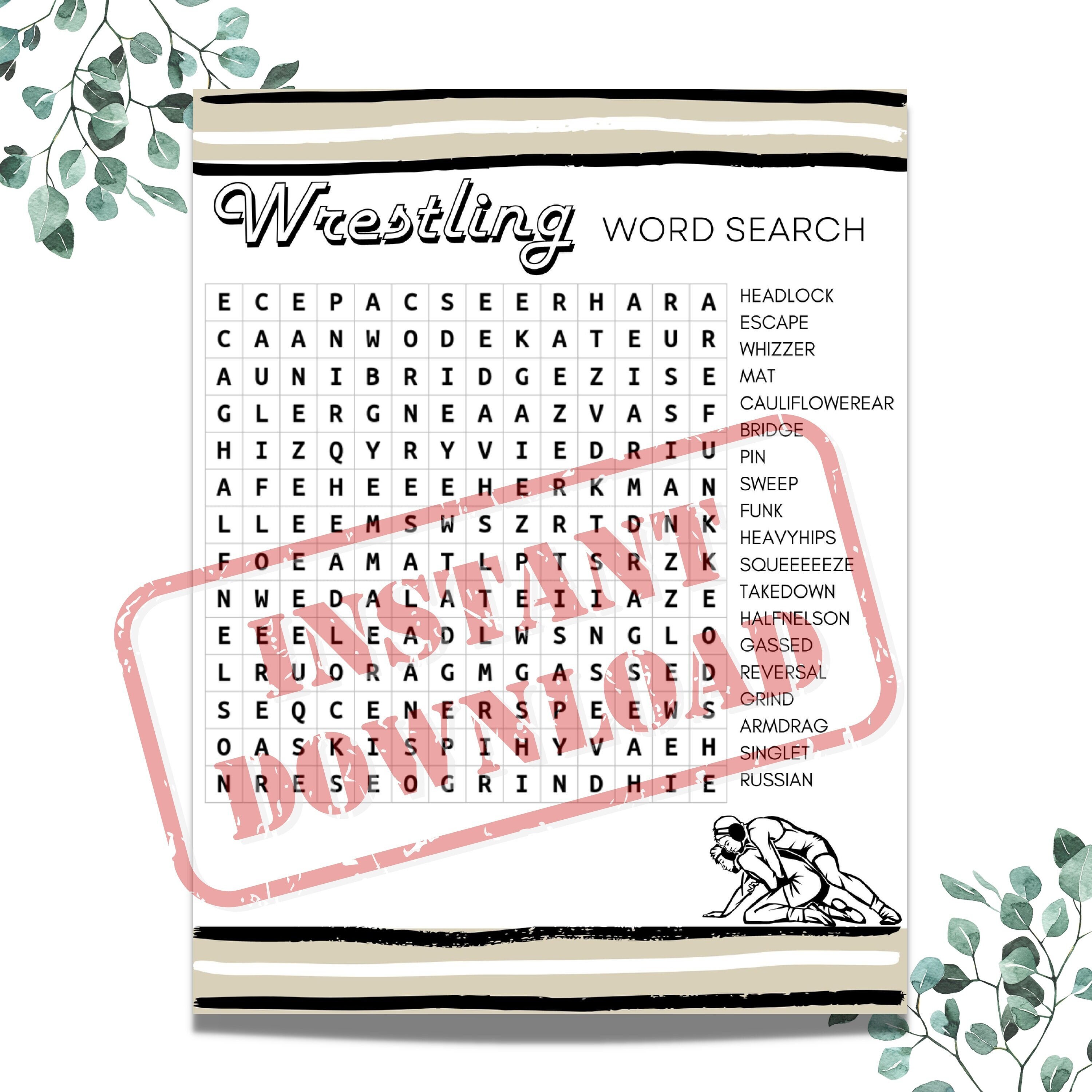 Wrestling Word Search Puzzle Game, - Etsy Canada