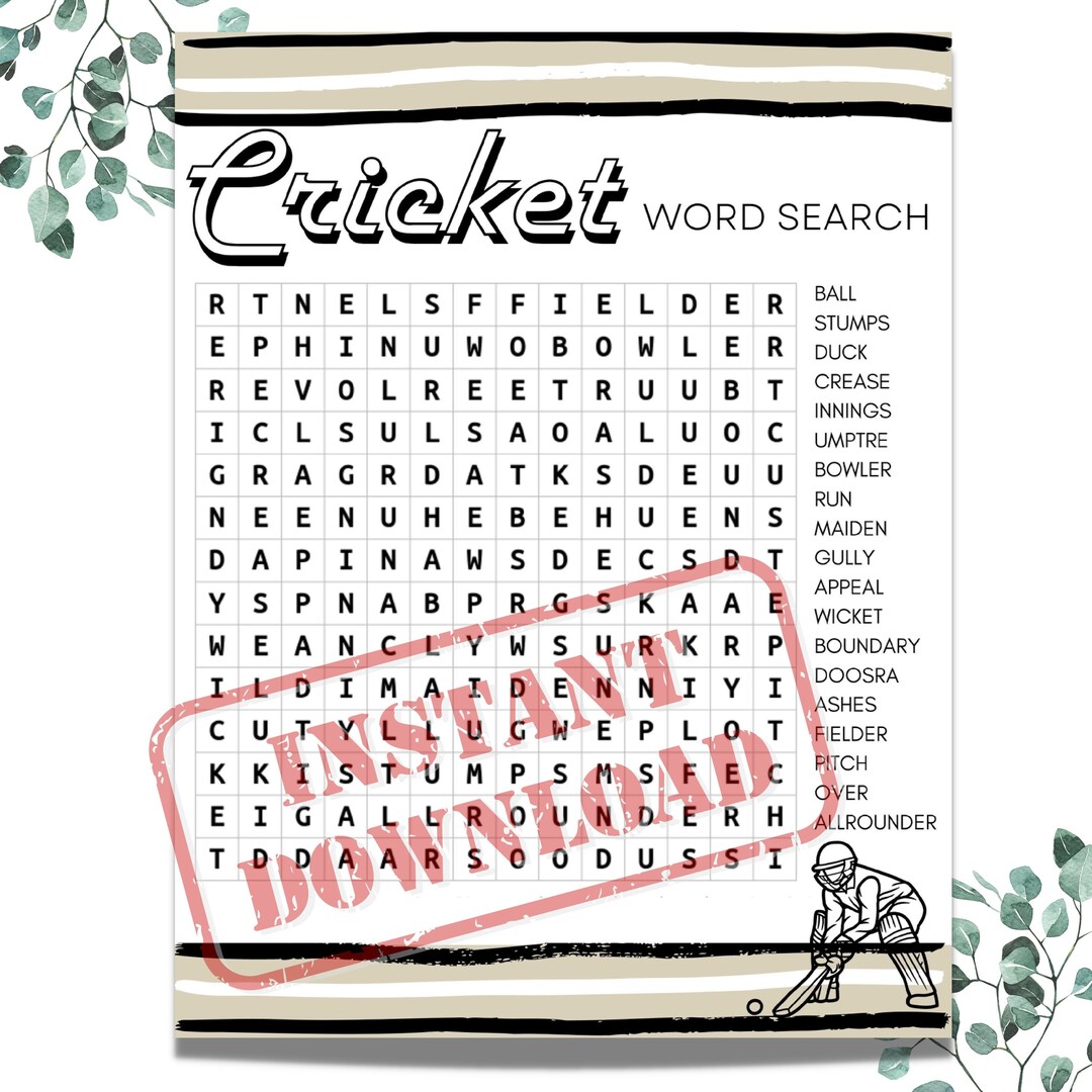 Cricket Word Search Puzzle Game, Cricket Word Search,fun Cricket Game ...
