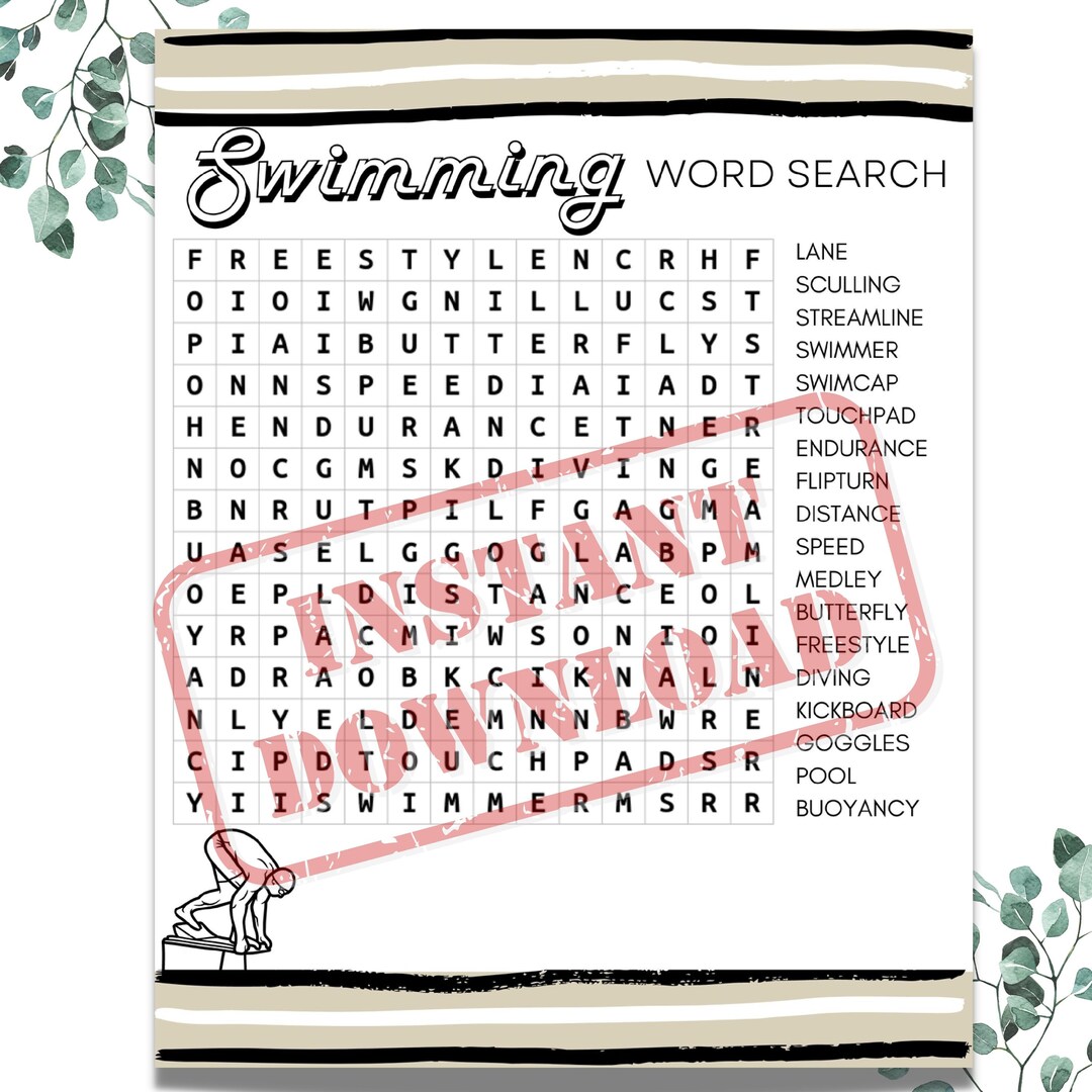 Swimming Word Search Puzzle Game,word Search Games , Sport Word Puzzle ...