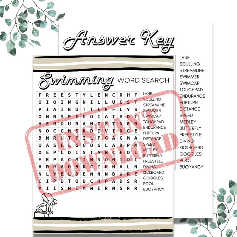 Swimming Word Search Puzzle Game,word Search Games , Sport Word Puzzle ...