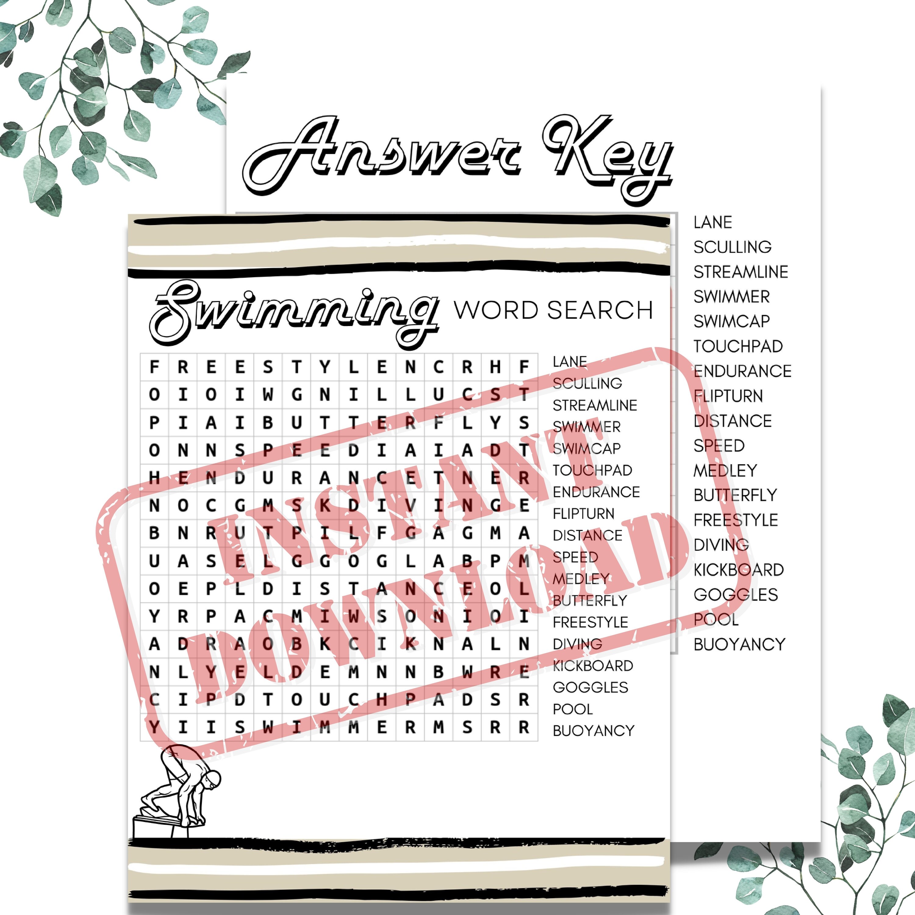 Swimming Word Search Puzzle Game,word Search Games , Sport Word Puzzle ...