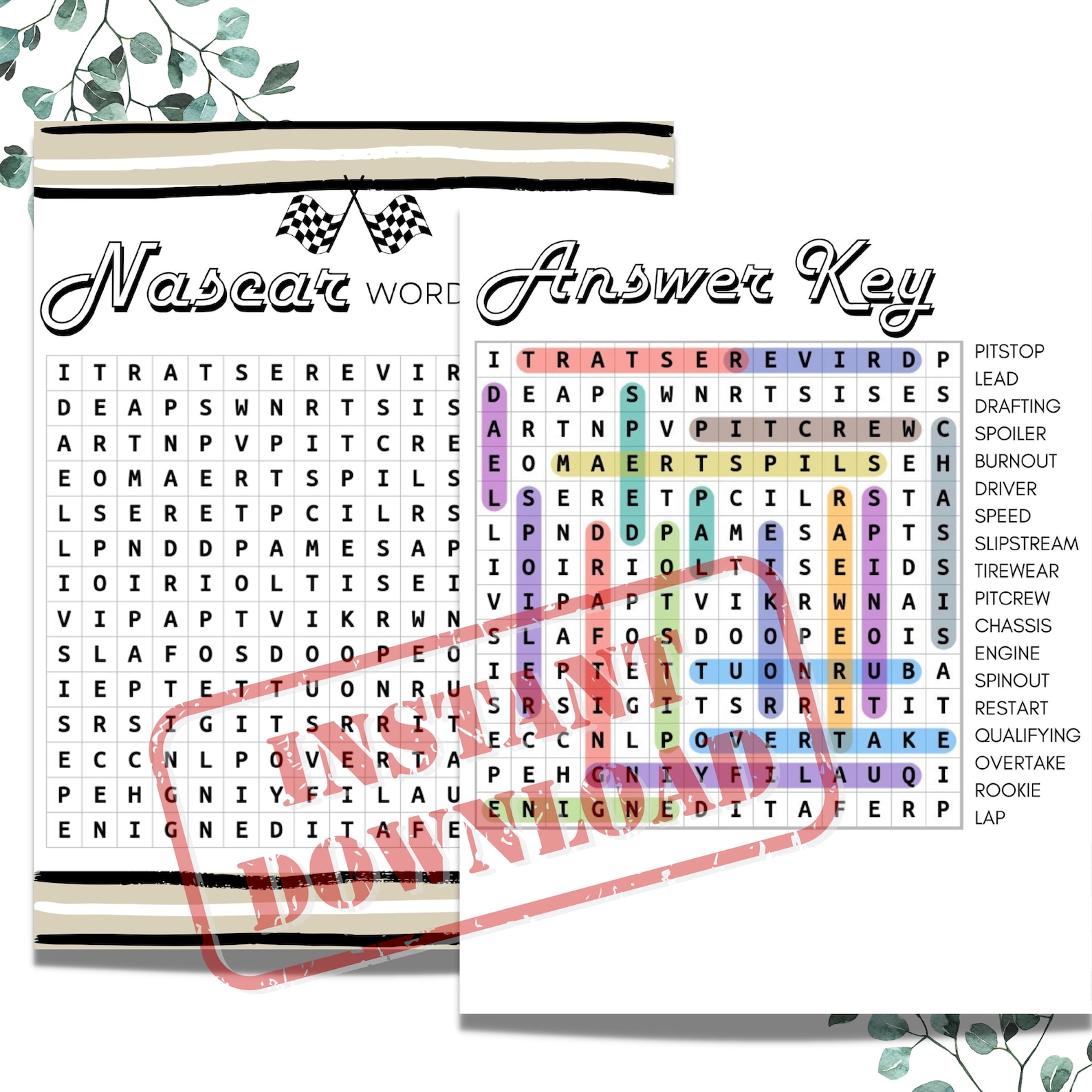 Nascar Word Search Puzzle Game Nascar Word Search Printable - Etsy