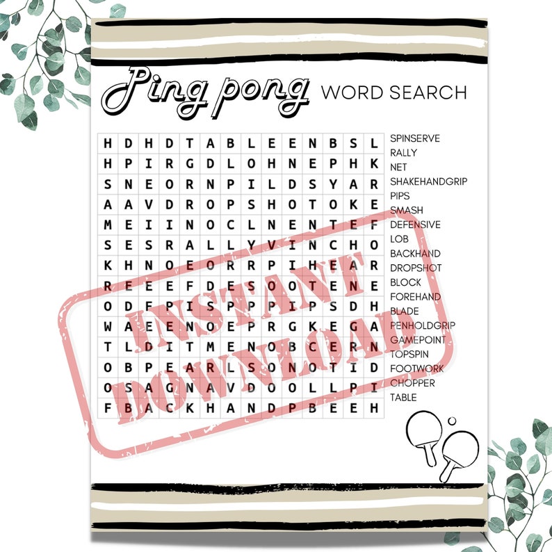 Ping Pong Word Search Puzzle Game,ping Pong Trivia, Puzzle Games ...