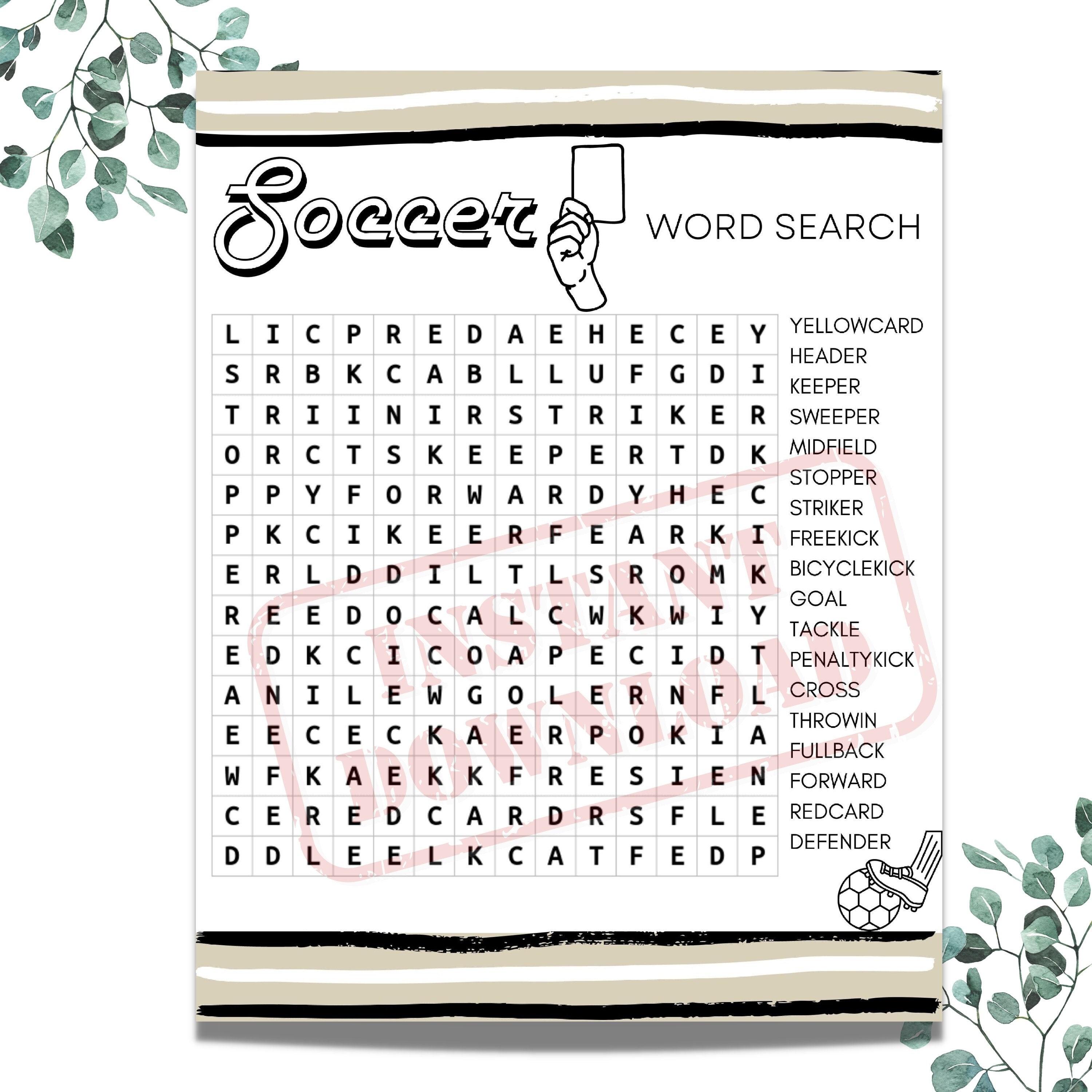 Soccer Word Search Puzzle Game, Soccer Word Search, Soccer Puzzle ...
