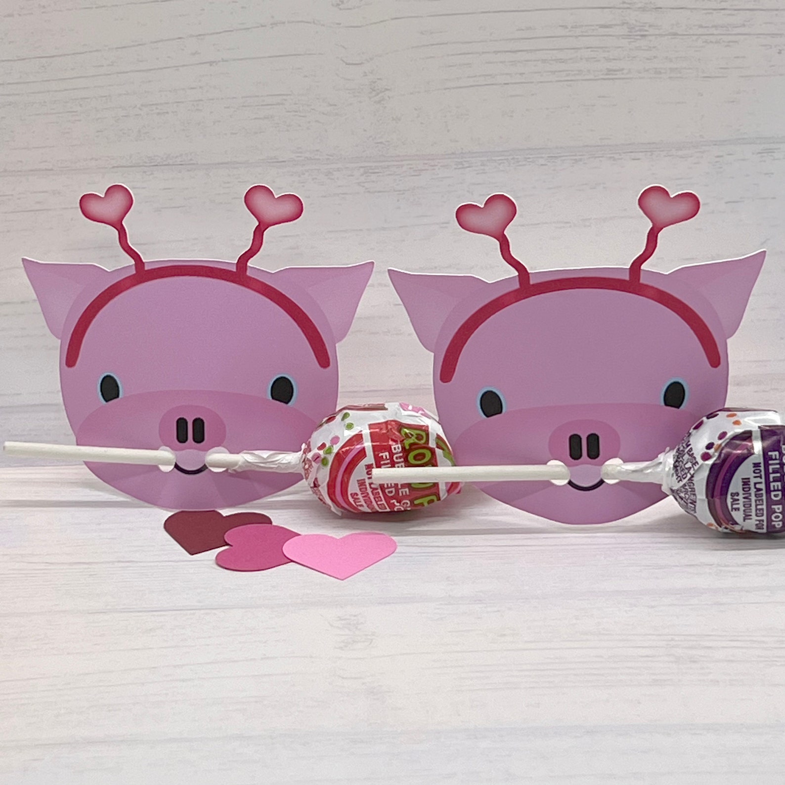 Pink Pig Valentine, Lollipop Holder Valentine, Valentine Piggies ...