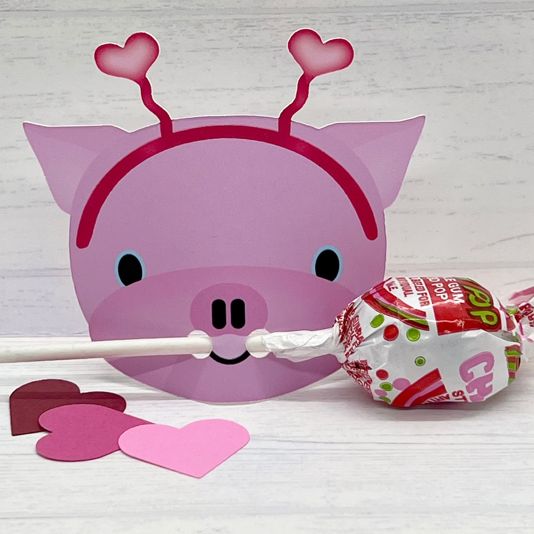 Pink Pig Valentine, Lollipop Holder Valentine, Valentine Piggies ...